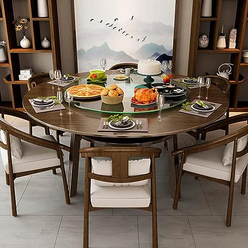 Round Lazy Susan Turntable, Large Tempered Glass Rotating Tray 360° Smooth Rotating Transparent Serving Plate with 6 Auxiliary Wheels (Size : 90cm/35in)