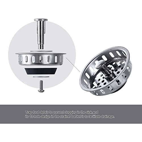 VARNAHOME Stainless Steel Kitchen Sink Basket Strainer Replacement for US Standard Drains (3-1/2 Inch), Stainless Steel Body W/Large Neoprene Seal 1 Pack