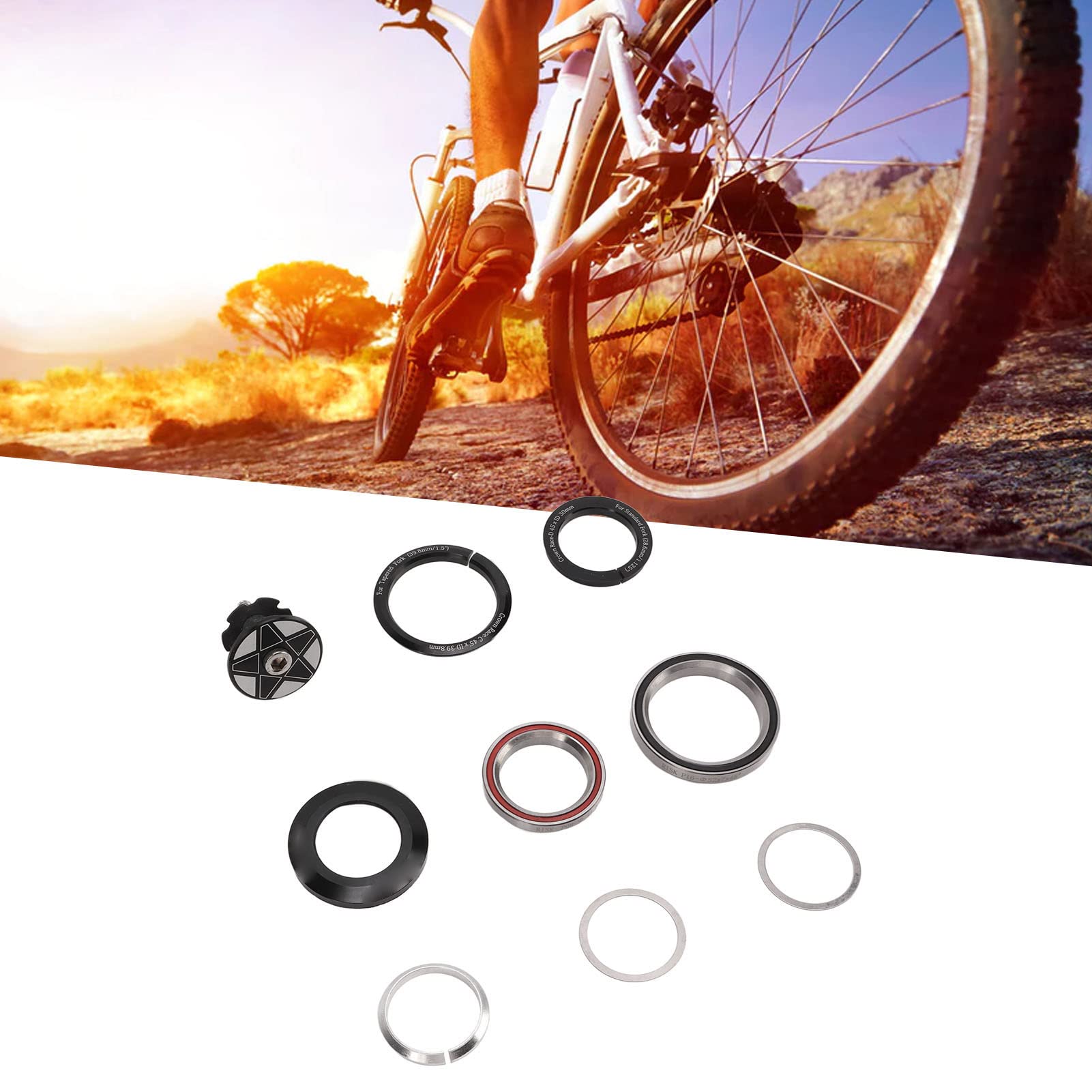 Uxsiya Headset Bearings, Tapered Headset Anodized Coloring for Road Bike