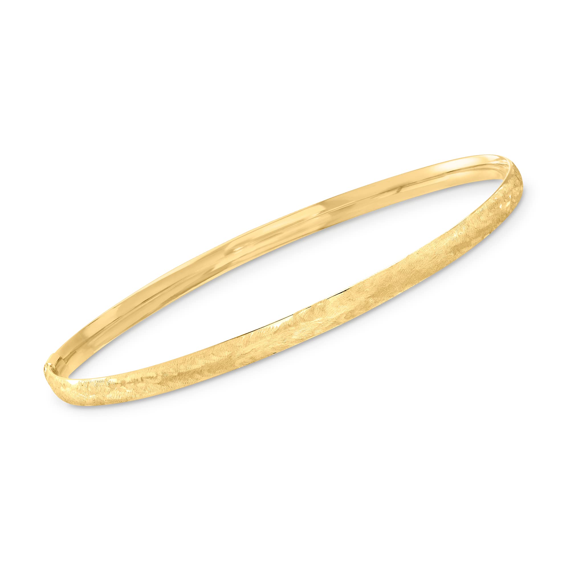 Ross-Simons Italian 14kt Yellow Gold Brushed Bangle Bracelet. 8 inches