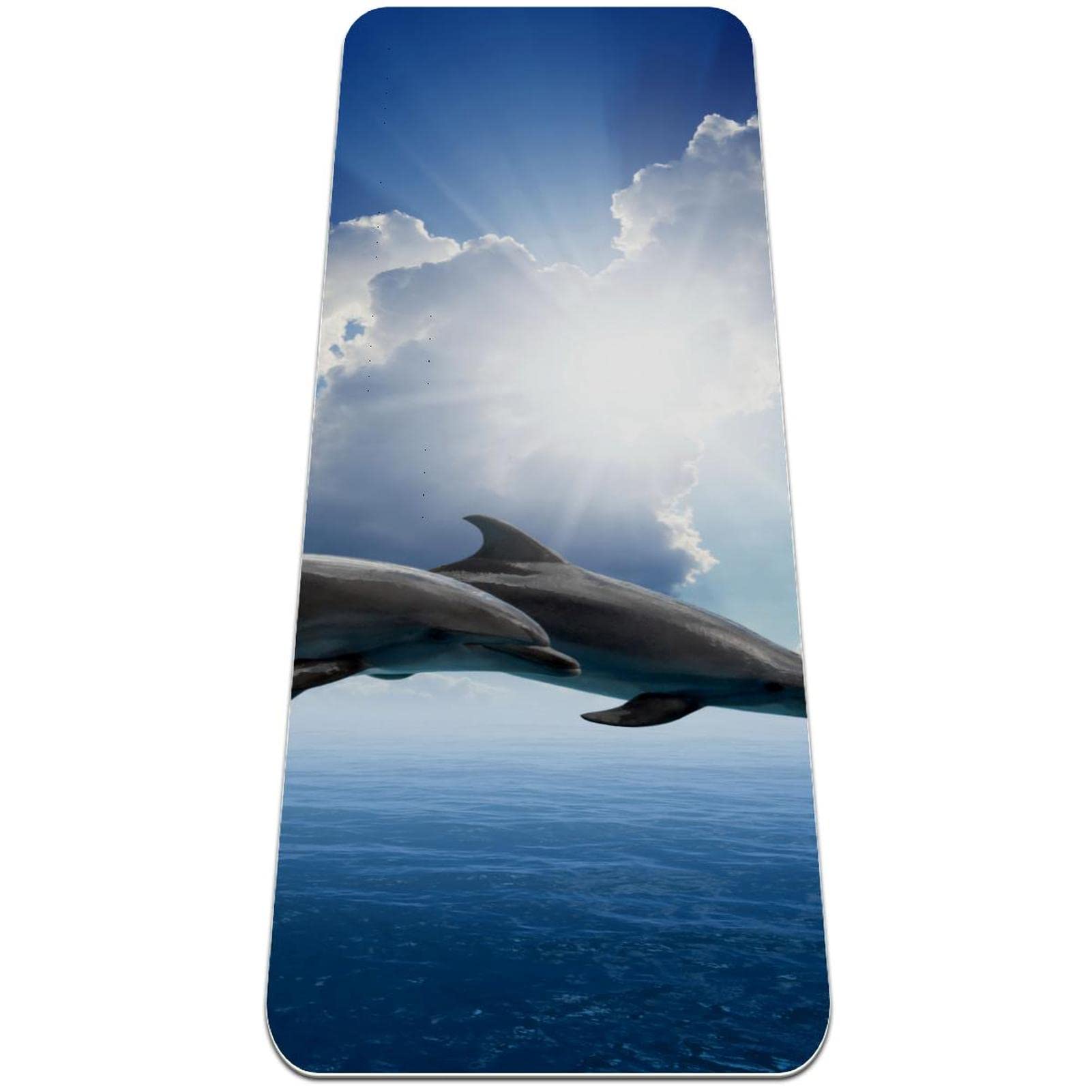 Yoga Mat, Yoga Mats for Home Workout, Workout Mat, Exercise Mats, Pilates Mat, dolphin sea landscape pattern