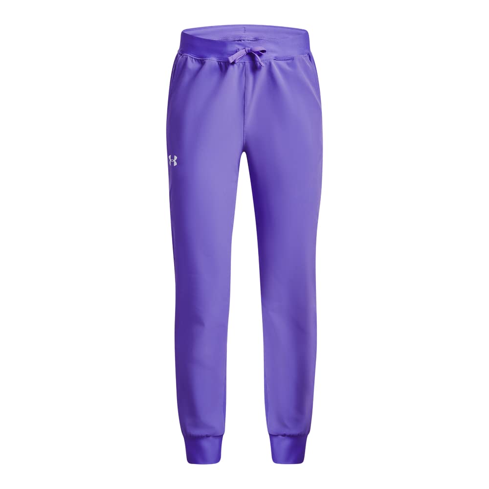 Under Armour Girls' Armour Sport Woven Pants, (184) Brilliant Violet / / White, Youth Small