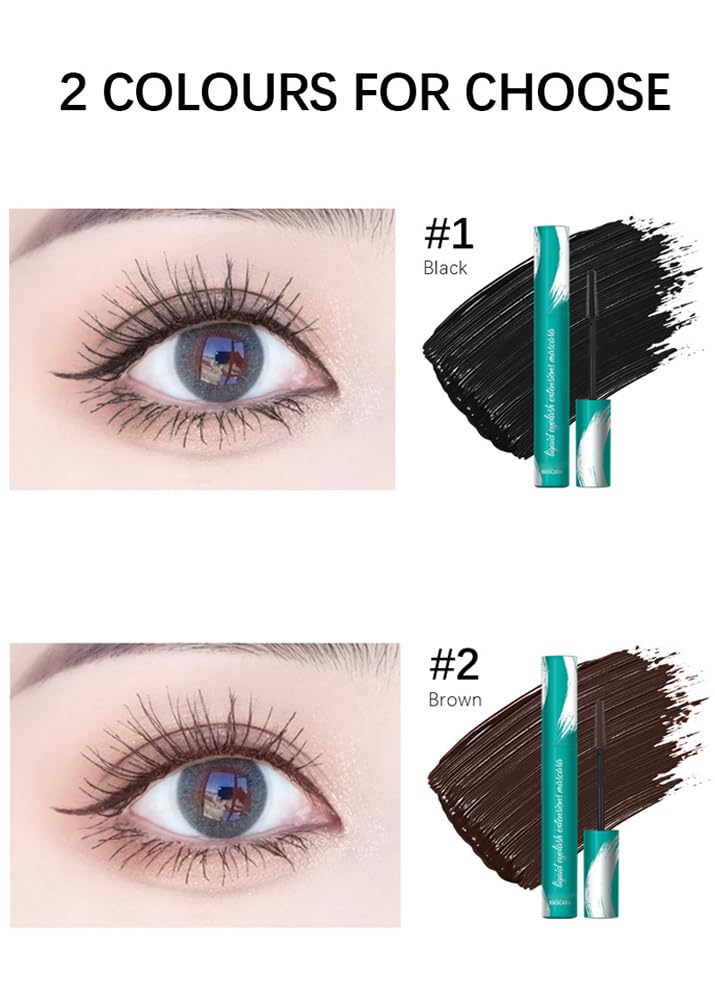 Snktiny Liquid Lash Extensions Mascara, Black Mascara for Natural Lengthening and Thickening Effect Waterproof Smudge-proof Natural No Clumping Smudging Lasting All Day, 0.38 Ounce