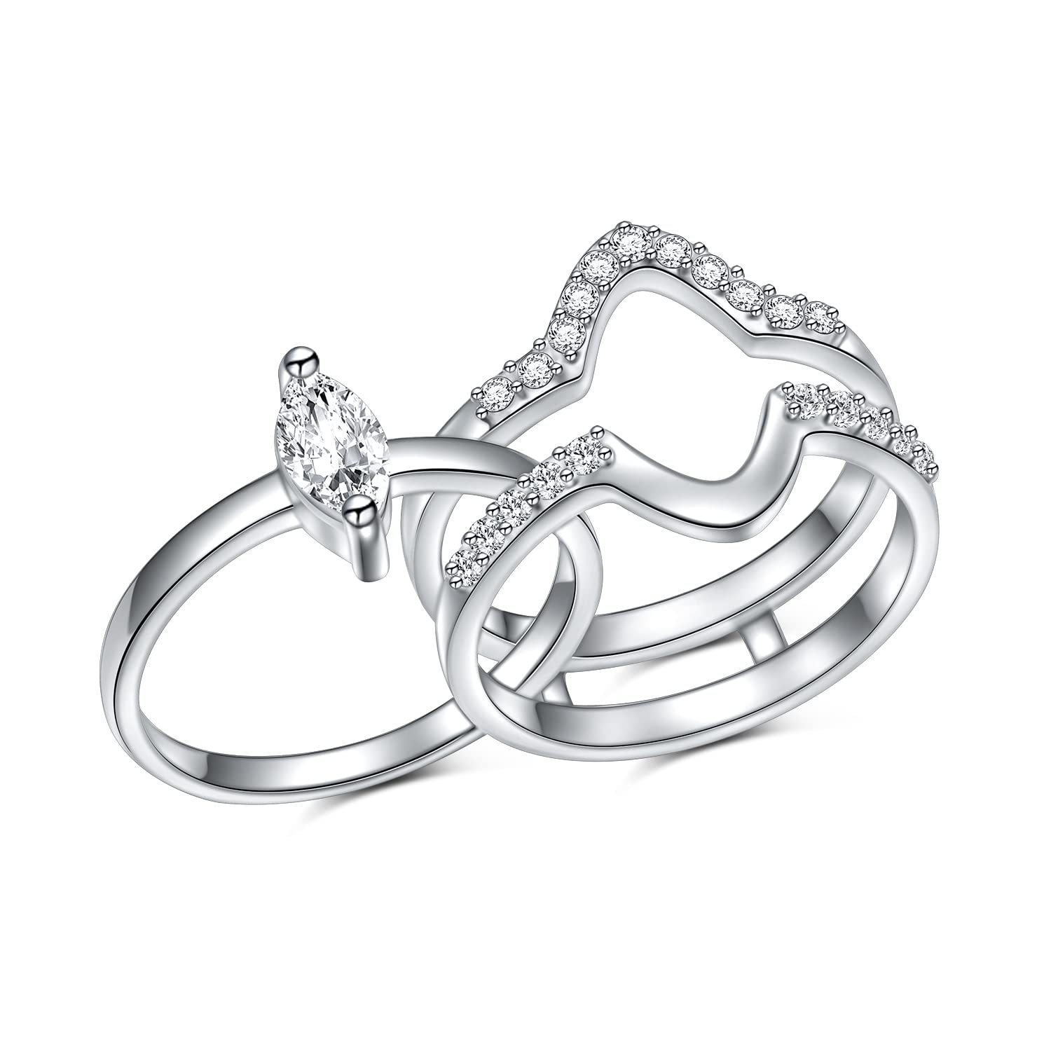 Wedding Ring Set 925 Sterling Silver