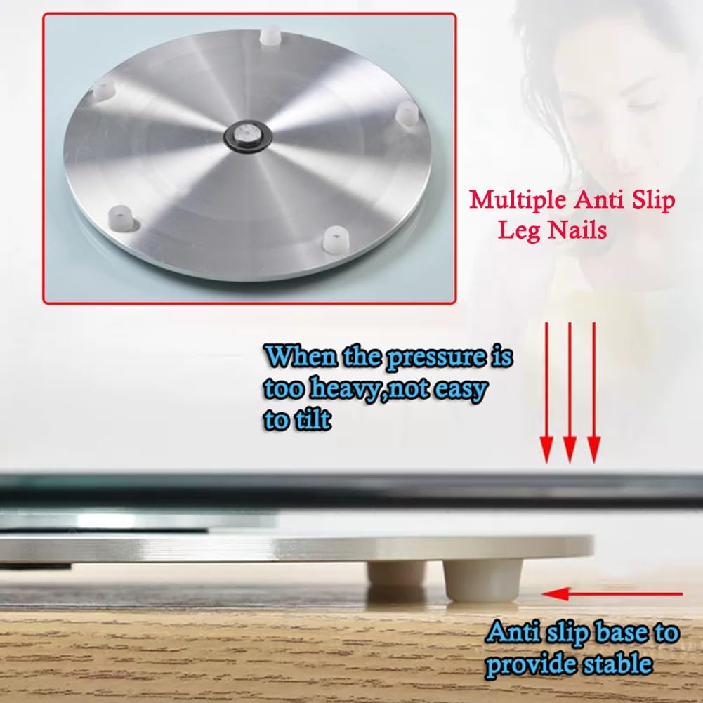 Round Lazy Susan Turntable, Large Dining Table Rotating Tray, Tempered Glass Spinning Serving Plate, Aluminum Alloy Base, Silent and Smooth (Color : Clear, Size : 60cm/24in)