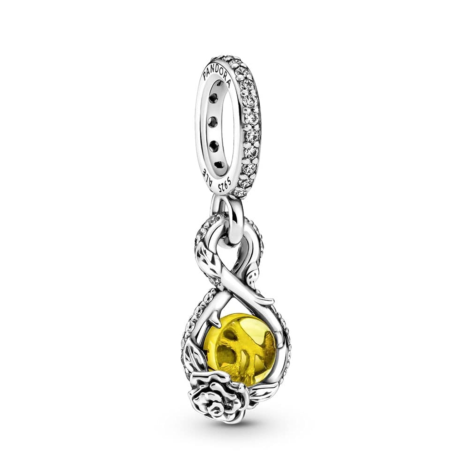 PANDORA Disney Belle Infinity & Rose Flower Pendant, 925 Sterling Silver - 399525C01