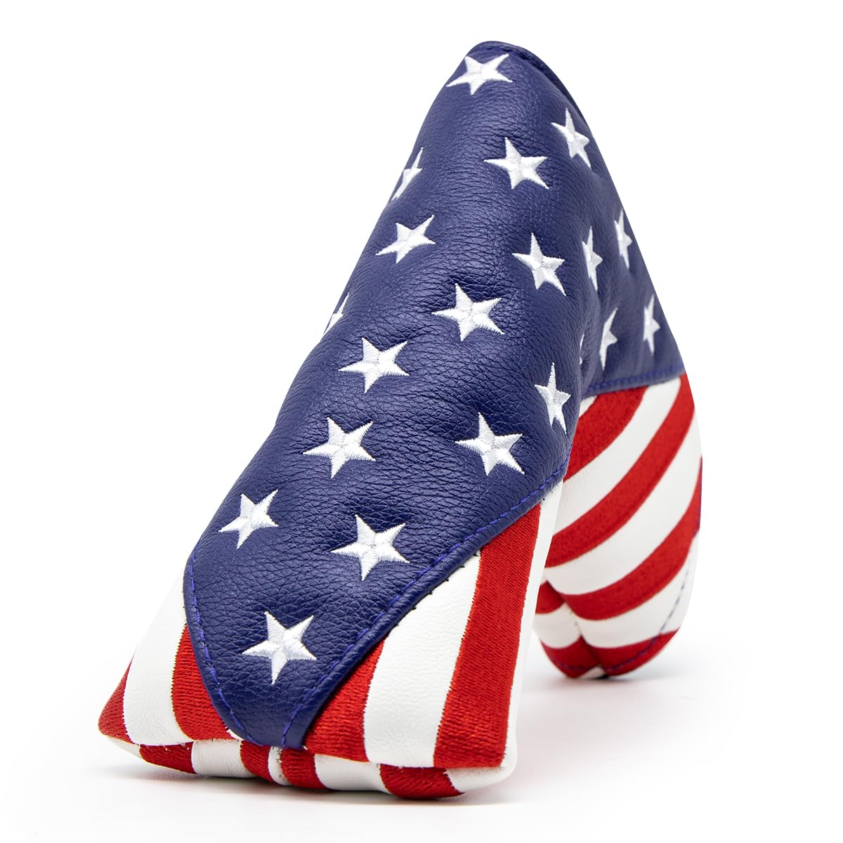 Red Blue White USA Flag Golf Blade Putter Cover Headcover Club Protective Magnetic Thick Synthetic Leather (Little Star)