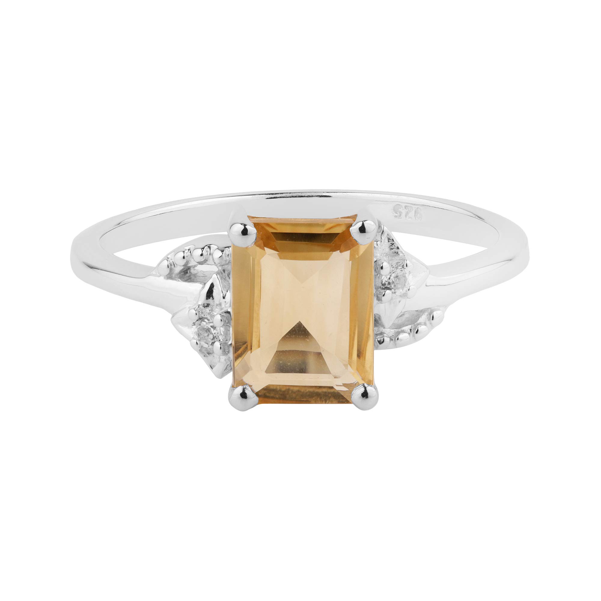 ShahGems 1.8cttw Citrine 925 Sterling Silver Rings for Women Natural Birthstone Gemstone Jewelry Gift Size US 6