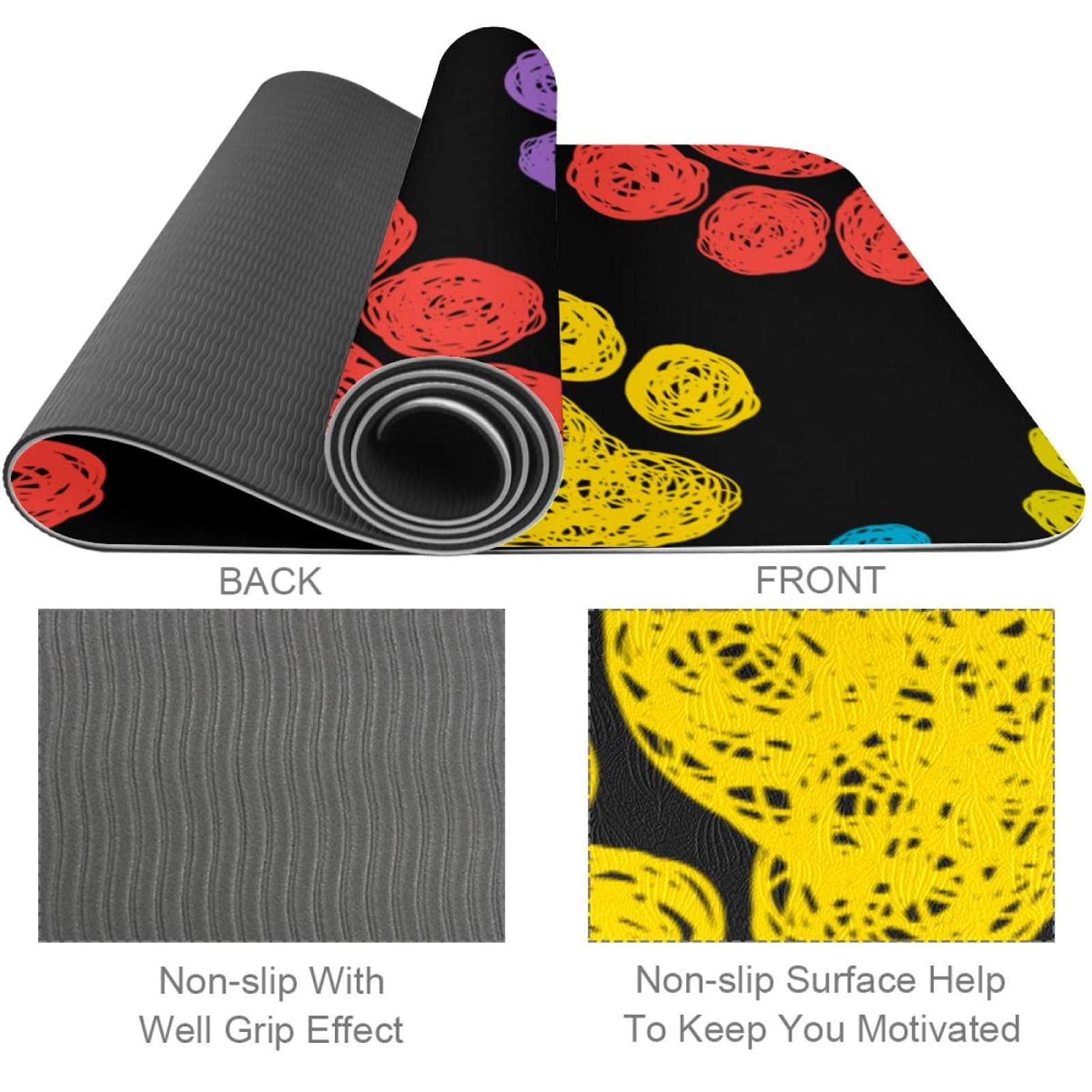 Yoga Mat, Yoga Mats for Home Workout, Workout Mat, Exercise Mats, Pilates Mat, colorful art dog paw print pattern