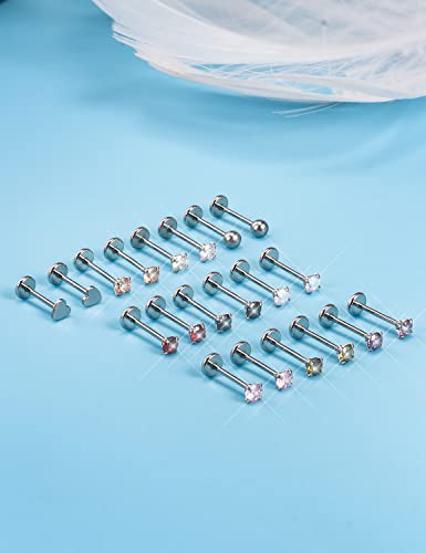 Ylqjksk 20G Nose Rings Stud Surgical Steel Threadless Push in Flat Back Stud Earrings Tragus Cartilage Earrings Lip Ring Medusa Piercing Jewelry for Women Men