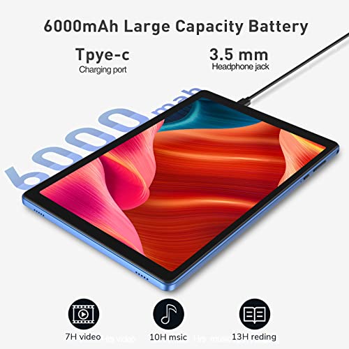 VASOUN Android Tablet 10 inch, 2 GB RAM, 32 GB Android 12 Tablet, Kids Tablet, IPS HD Display, GPS, FM, Quad-Core Processor, Wi-Fi (Blue)