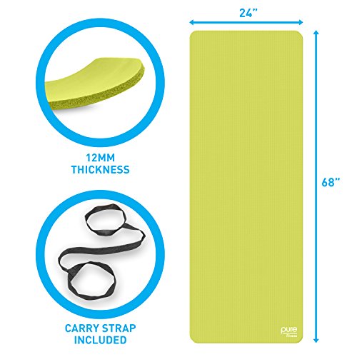 Pure Fitness 1/2 inch Ultra Thick NBR Exercise Mat - Lime