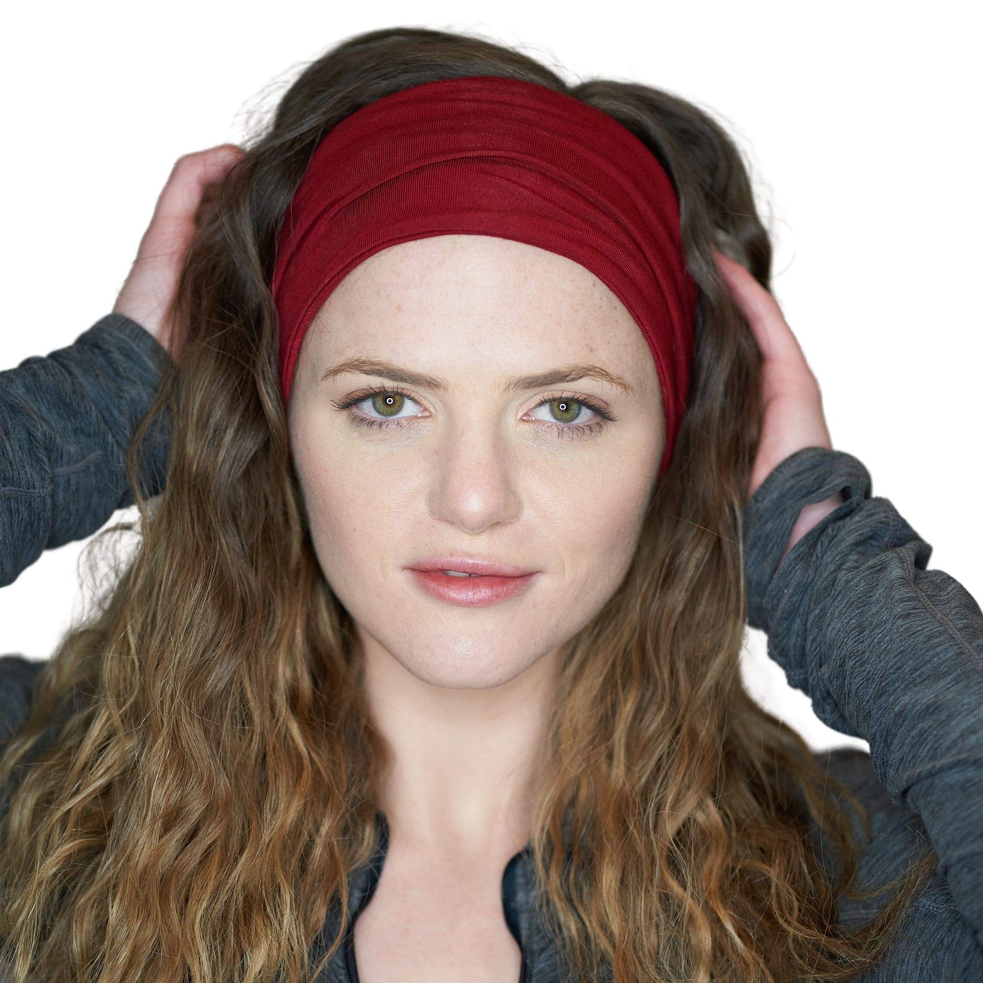 Red Dust Active Boho Yoga Headband - Emerald Moisture Wicking Sweatband for Sports, Running, Gym Workouts, Exercising and Travel - Stretchy, Stylish & Versatile Head Wrap.