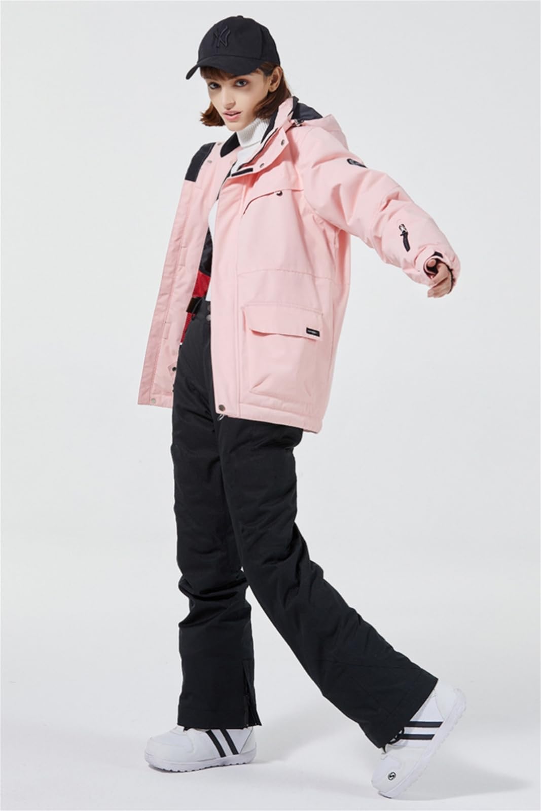 Women's Winter Skisuit Waterproof Windproof Ski Jacket and Pant Insulated Snowsuit Snowboarding Coat 2022(Black-A,Large)
