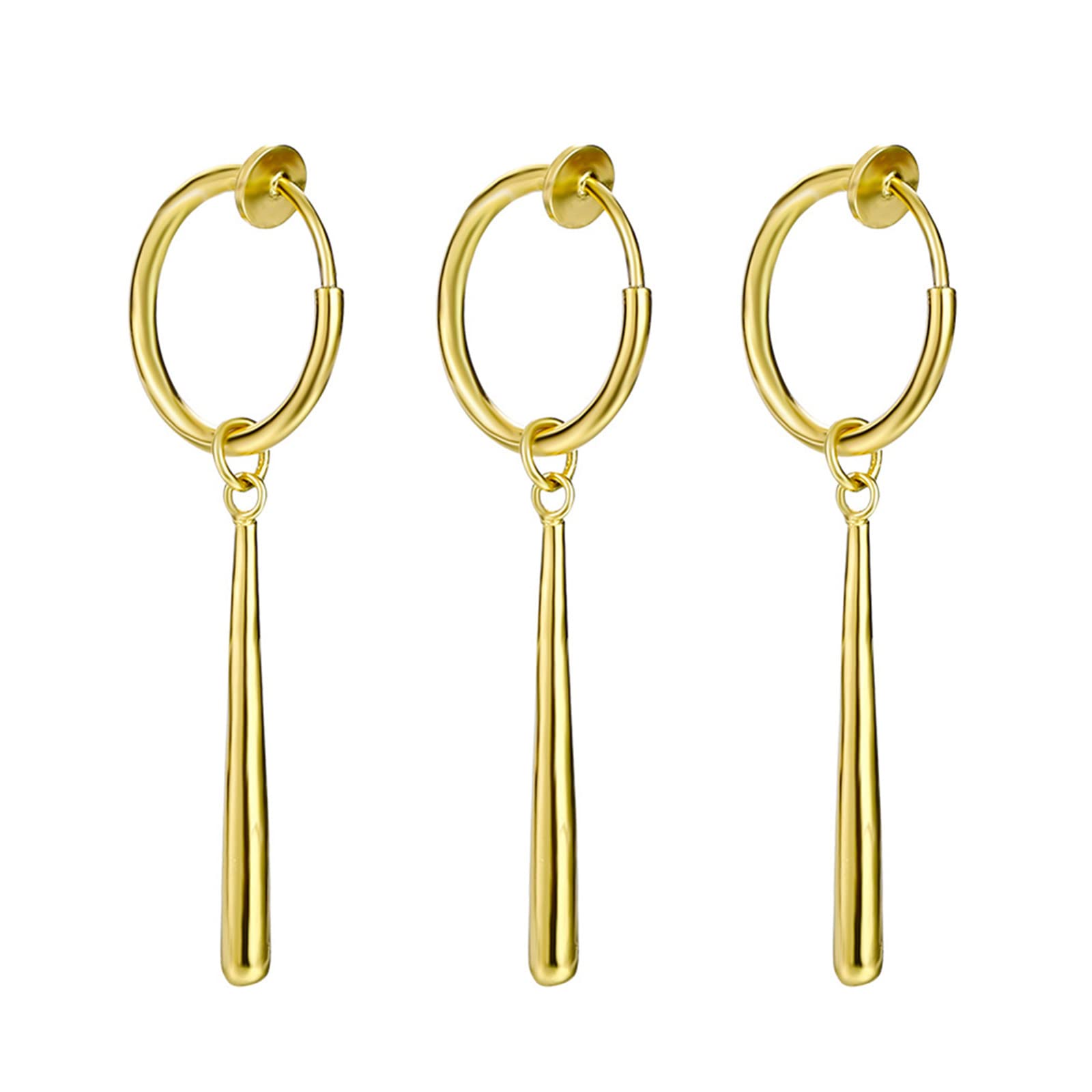 XHBTS One Piece Zoro Earrings - Gold Clip On Anime Cosplay Earrings for Anime Lovers 3 Set with Mini Cloth and Mini Box(Clip on)