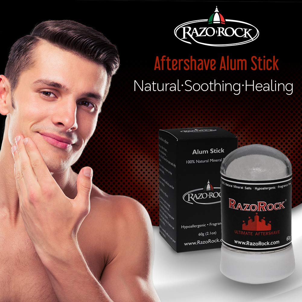 RazoRock XXX Italian Shaving Soap Bundle with Alum After Shave Stick (60 grams) For Men I Artisan Made, Natural Healing and Toning (2 Items)