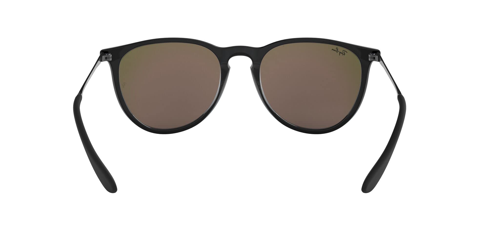 Ray-Ban RB4171 Erika Round Sunglasses, Black/Light Brown Mirrored Gold, 54 mm