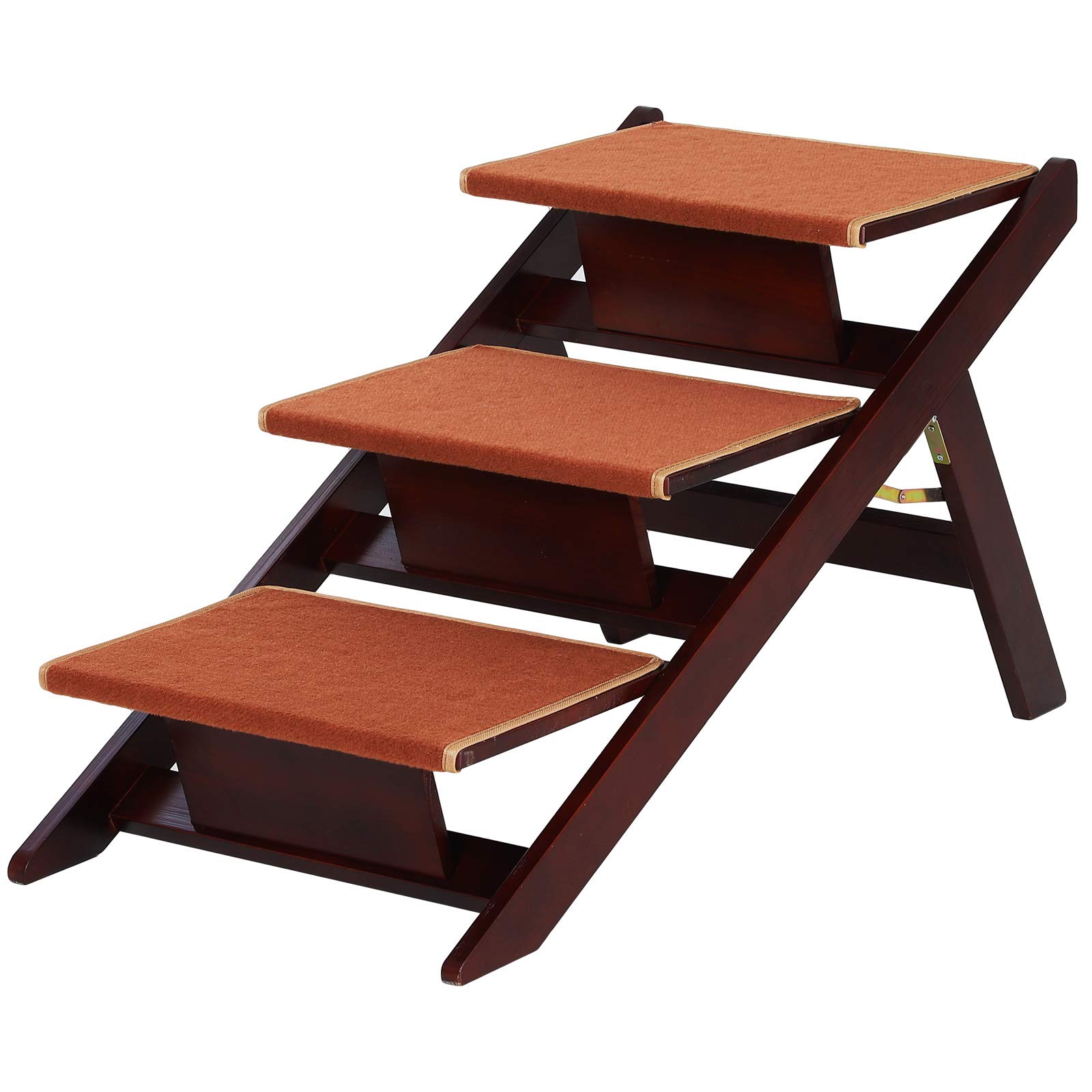 PawHut Wooden 2-in-1 Portable Folding Safety Pet Stairs/Ramp for Dogs and Cats
