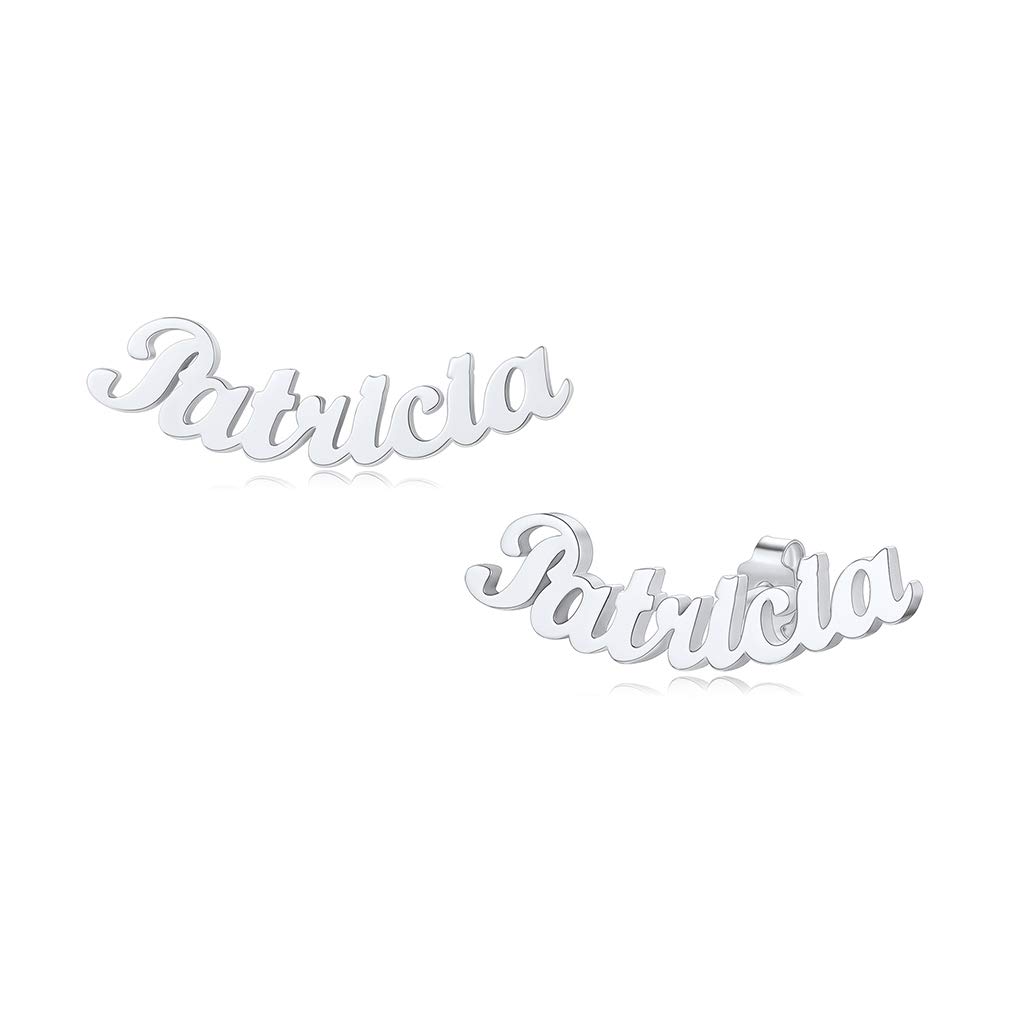Personalized Name Earrings for Women Custom Made Stainless Steel Nameplated Stud Earrings Engraved Jewelry Gifts