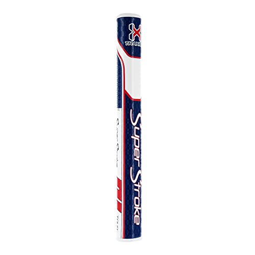 SuperStroke Traxion Tour Golf Putter Grip, Red/White/Blue (Tour 2.0) | Advanced Surface Texture That Improves Feedback and Tack | Minimize Grip Pressure with a Unique Parallel Design (070130)