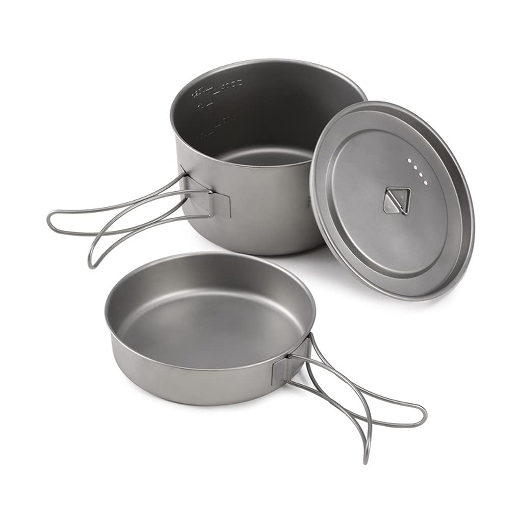 YFDM Bowls Camping Cookware Set Camping Pot Outdoor Pan Outdoor Cooking Tableware with Foldable Handles Mesh Sack