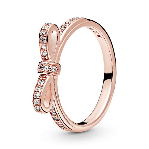 Pandora Jewelry Classic Bow Cubic Zirconia Ring in Pandora Rose, Size 6