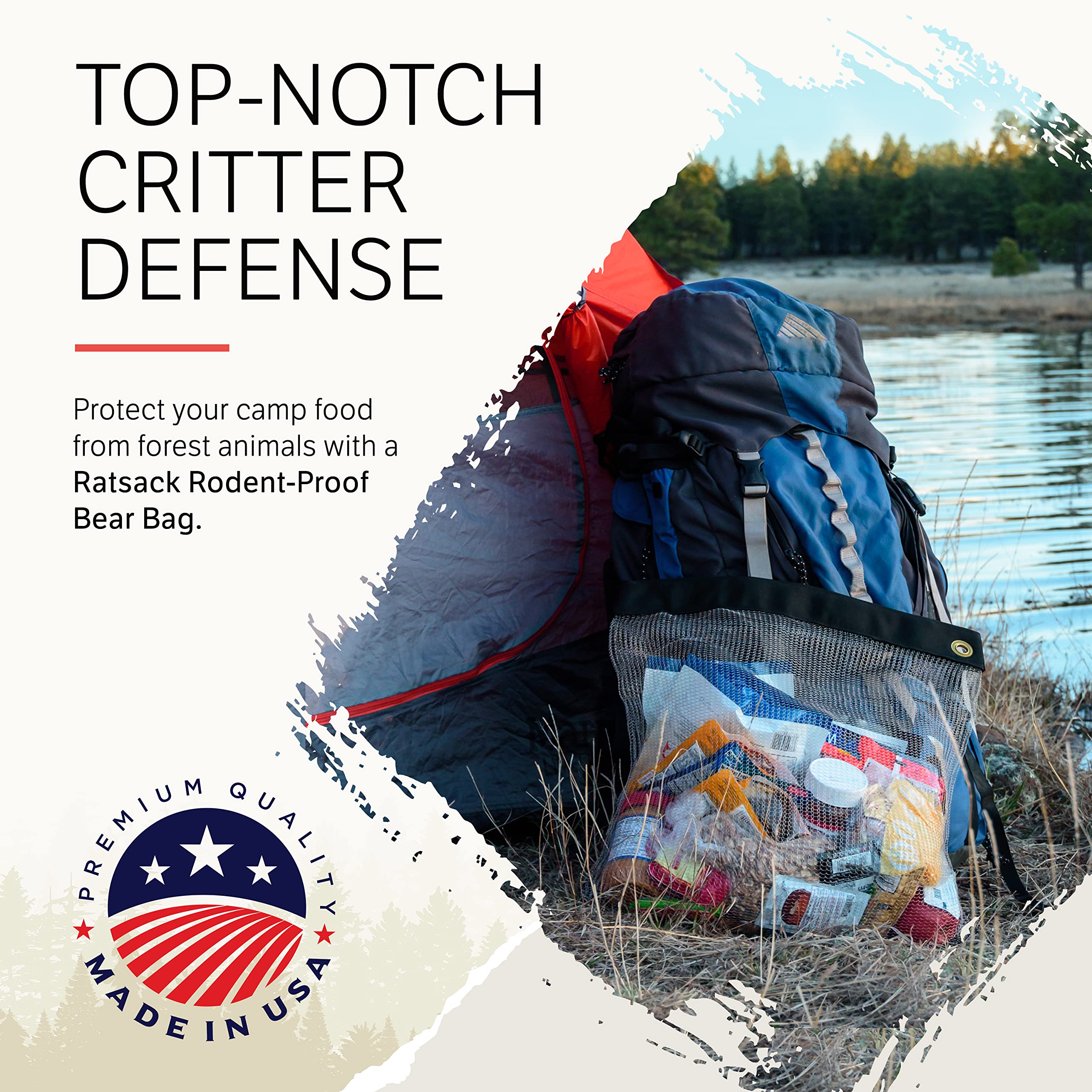 Ratsack Rodent Proof Bear Bags Medium Size - Ultralight Stainless Steel Mesh Bag for Camping Food Storage - Sturdy and Rust-Resistant Sack with Lock and Grommet For Easy Hanging - Made in USA… (Large)