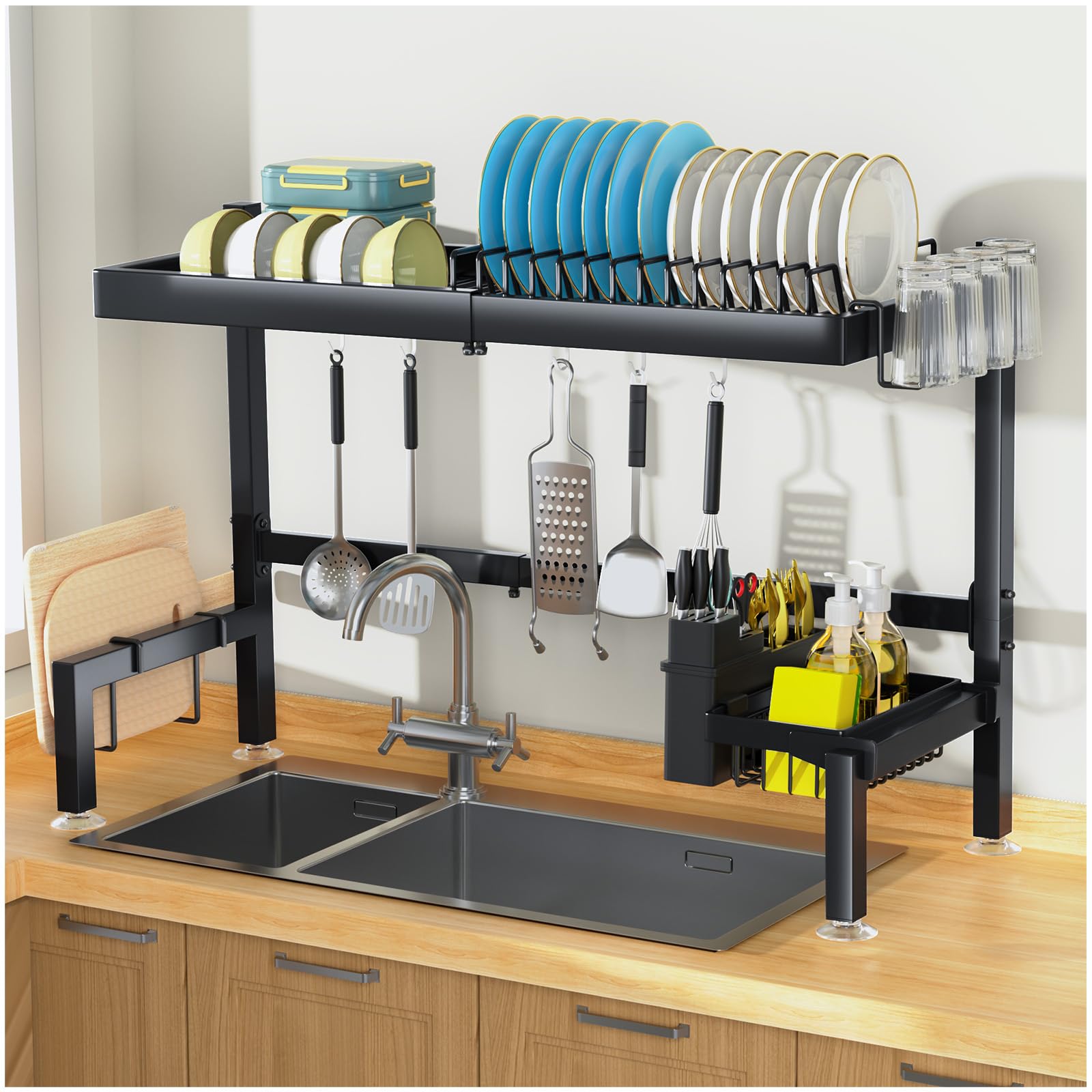 Over The Sink Dish Drying Rack【Thicker and More Sturdy】Kitchen Dish Drying Rack Space Saving, Over Sink Dish Drying Rack, Metal Drying Rack,26.5"-32.5"