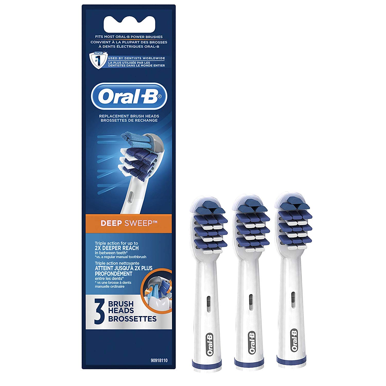 Oral-B Replacement Toothbrush Heads, 3 Piece Set Deep Sweep