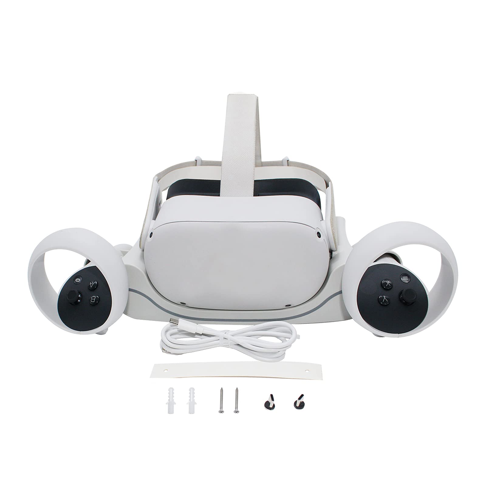 VR Charging Stand for Oculus Quest 2 Charging Dock VR Game Quest 2 Headset Charger Station Set Oculus Headset Mount,Charging Stand Suitable for Oculus Quest 2 VR,VR Handle Storage Wall Mount- White