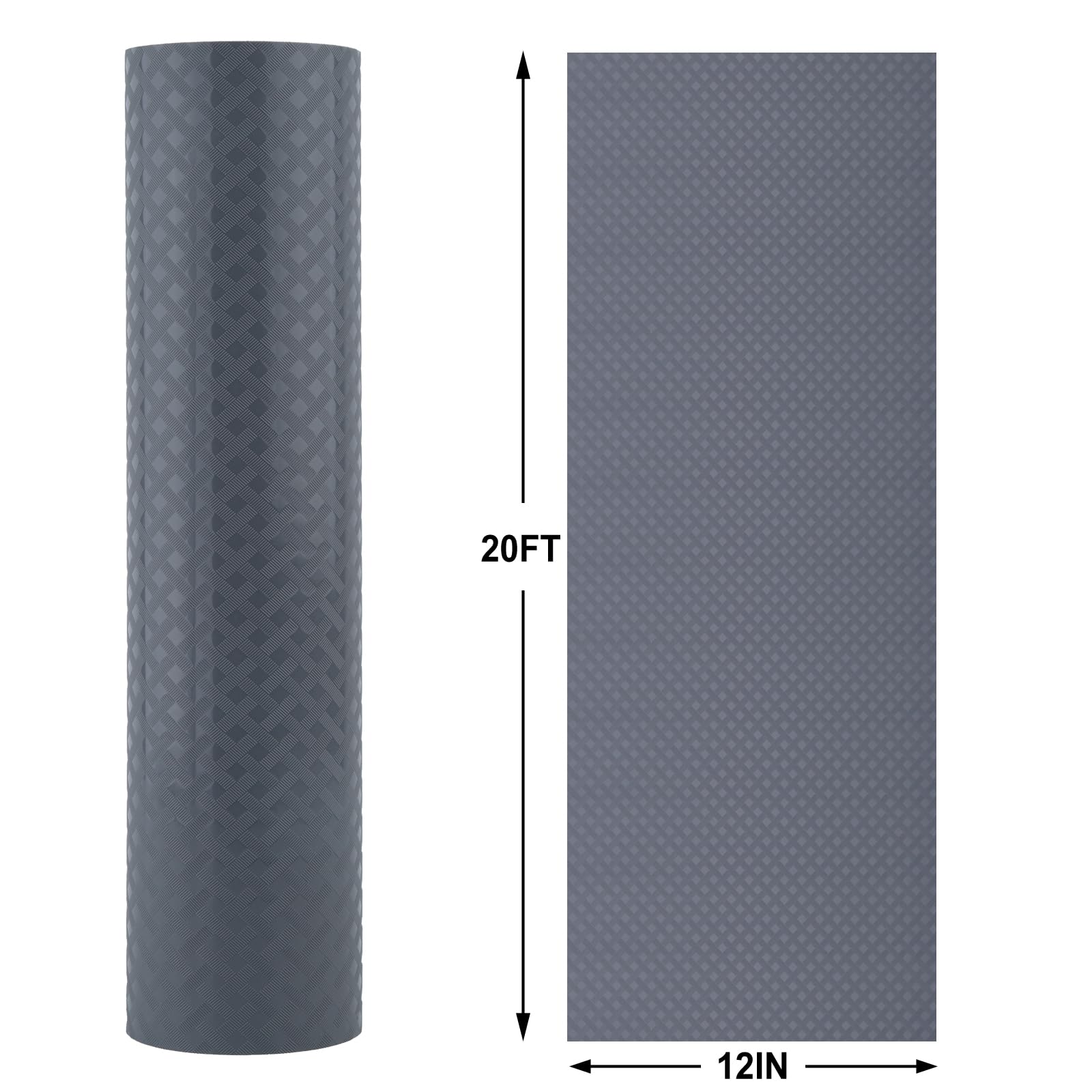 TOROTON Shelf Liners for Kitchen Cabinets, 12Inch x 20ft Non Adhesive Drawer Liners, Non-Slip Oilproof Waterproof Plastic Liners for Pantry, Cupboard,Shelves, Refrigerator, Grey