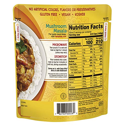 Tasty Bite Mushroom Masala, Natural, 6 Count, 60 Oz