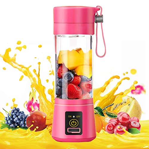 Thaivee Portable Blenders,Personal Size Blender Smoothies and Shakes, USB Rchargeable Juicer Cup with Six Blades in 3D, Handheld Blender Sports,Travel and Home(pink)