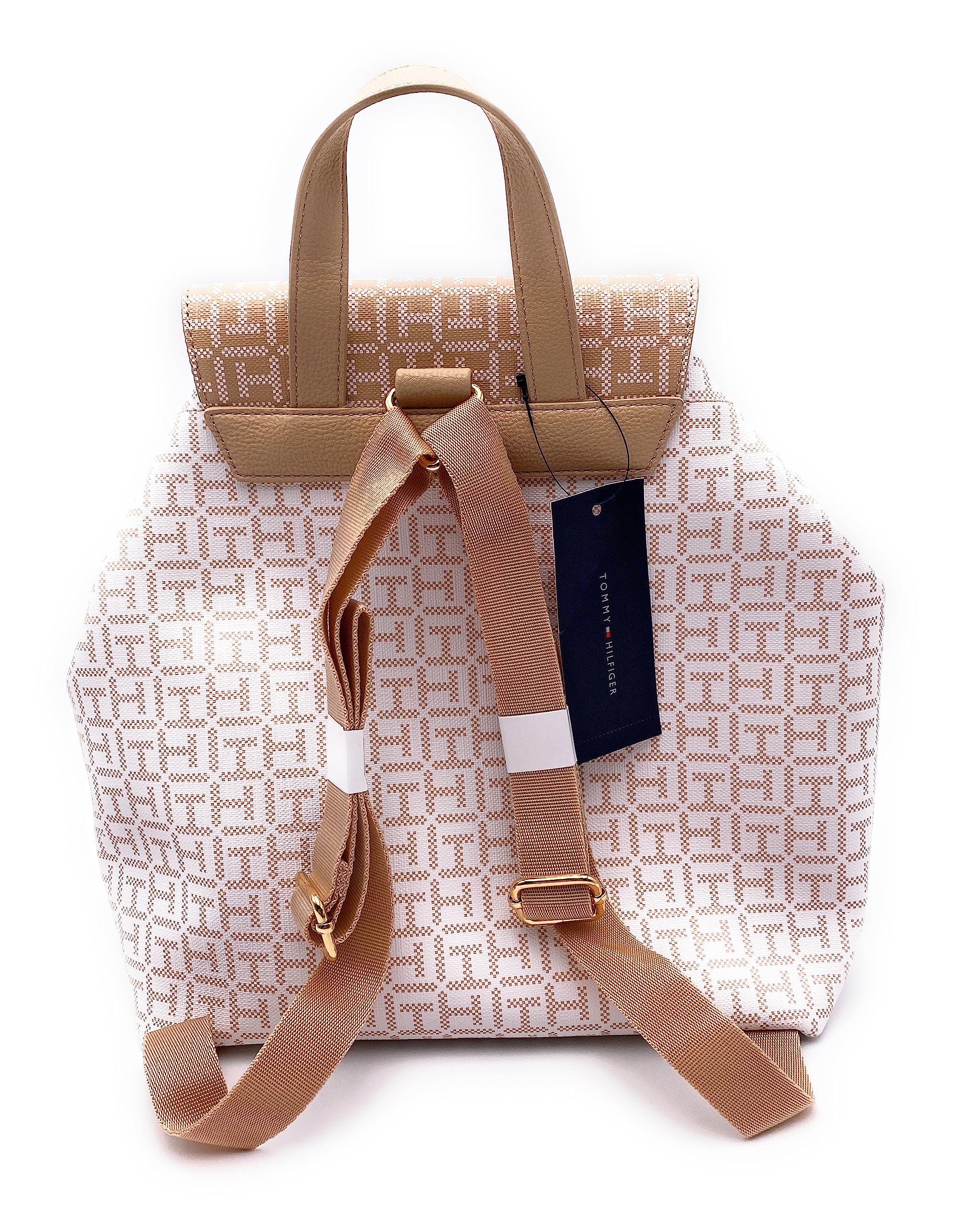 Tommy Hilfiger Laura II Flap Backpack Coated Square Monogram Fawn/Optic White/Optic White/Fawn One Size