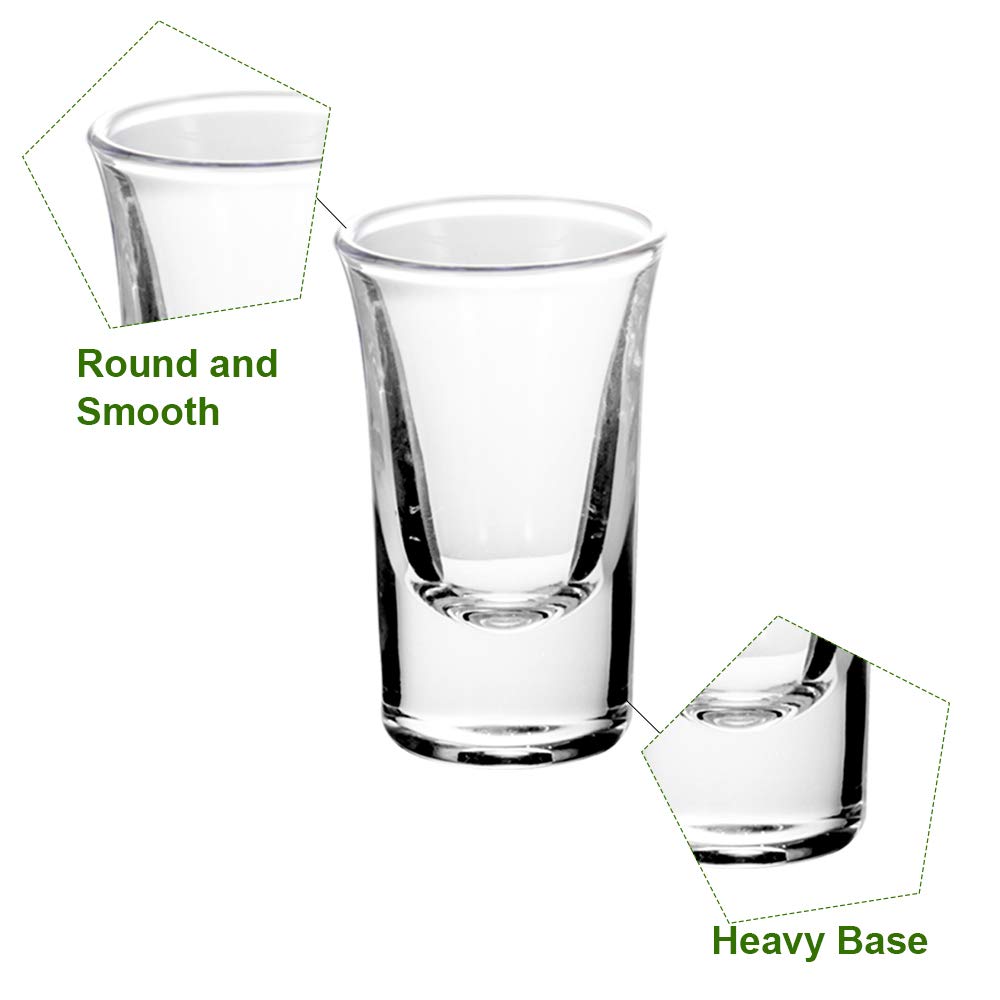 YULEER Shot Glass, 1-Ounce Whiskey Glass Set, Clear Heavy Base Shot Glasses Set of 18
