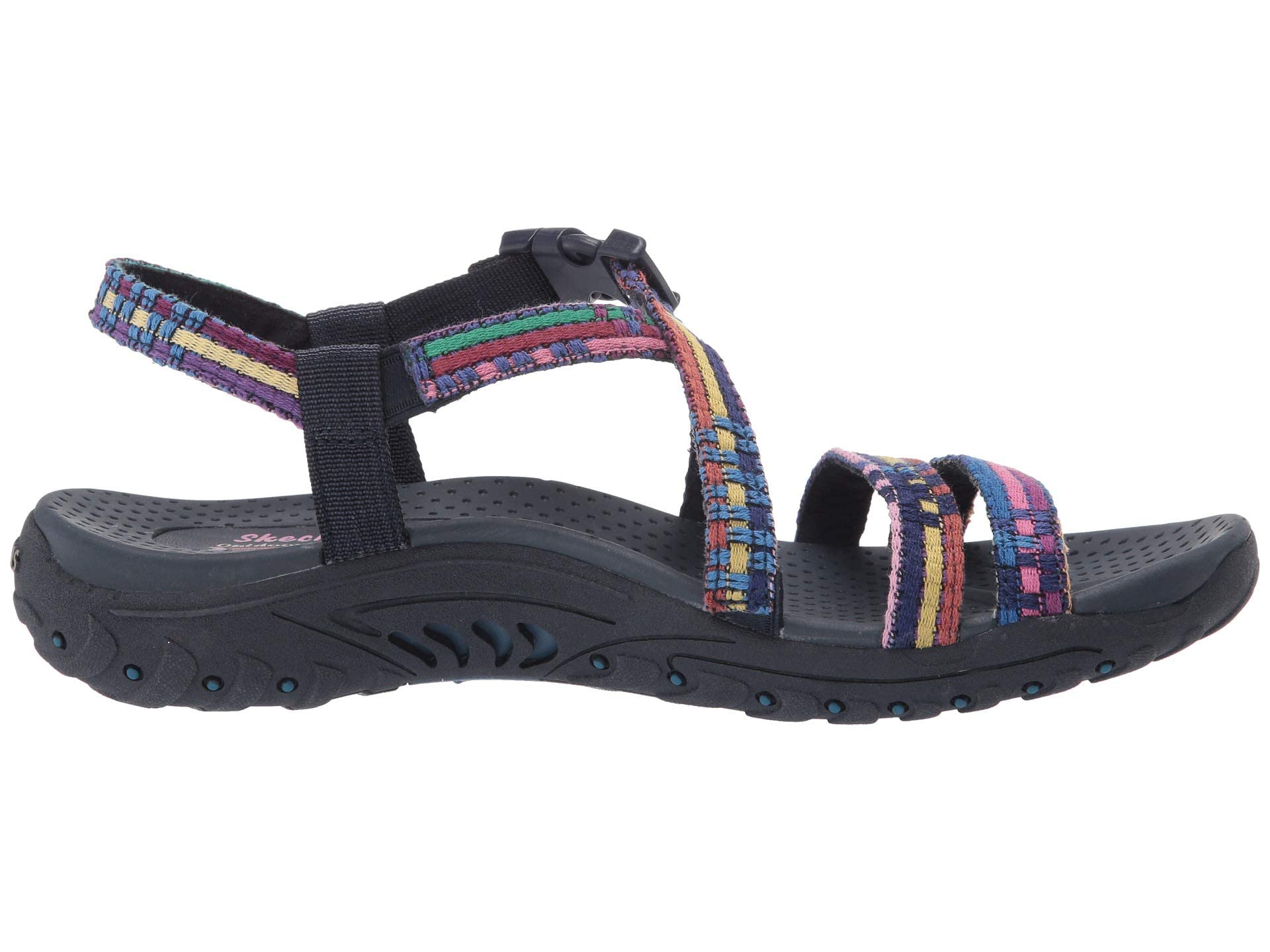 Skechers Women's Reggae-Sew Me-Boho Woven Strappy Slingback Sandal, Navy Multi, 8.5