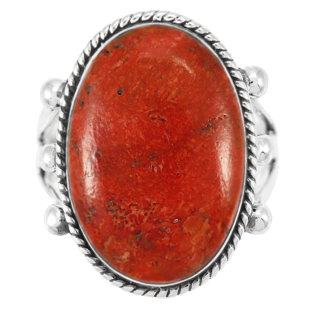 Turquoise Network Coral Ring Sterling Silver 925 Genuine Gemstones Size 6 to 11 (8)