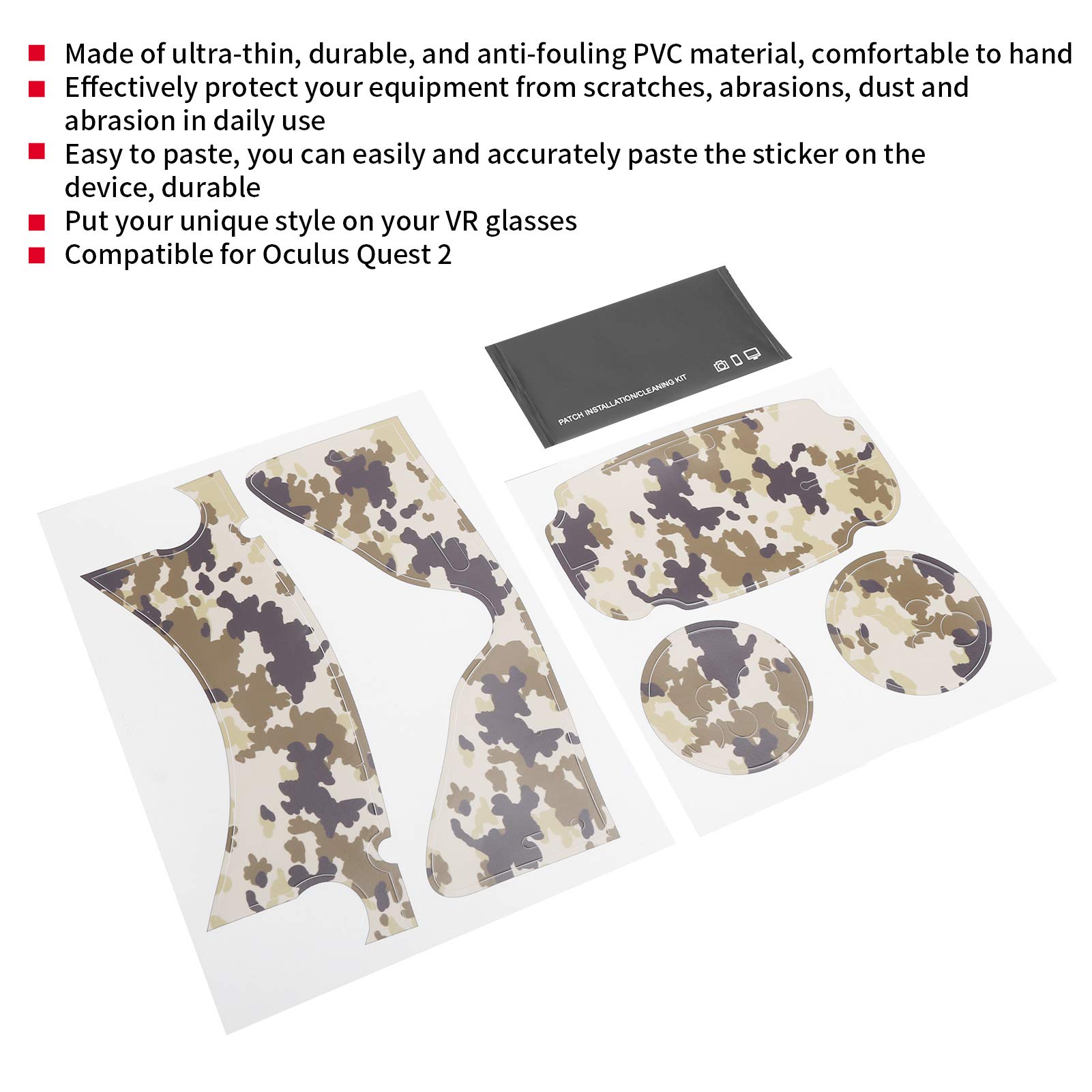 VR Controller Headset Stickers, Ultra‑Thin VR Controller Stickers Wear-Resistant Comfortable for Abrasions for Scratches for Dust for Abrasion(Desert Camouflage)