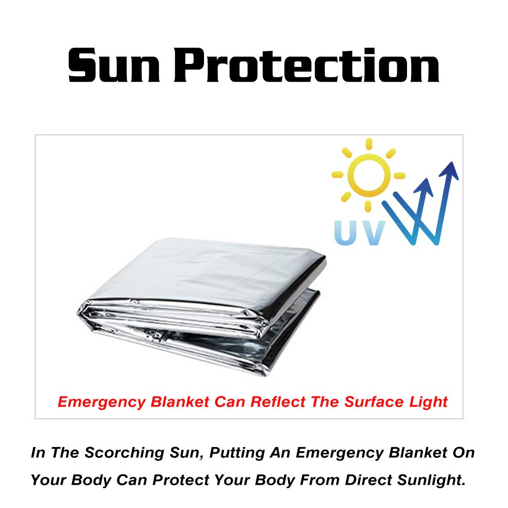 Survival Sleeping Bag,Safe Emergency Mylar Thermal Blankets,After An Accident Use An Emergency Blanket To Cover Your Body To Prevent A Sharp Drop in Body Temperature ,Both sides can be used