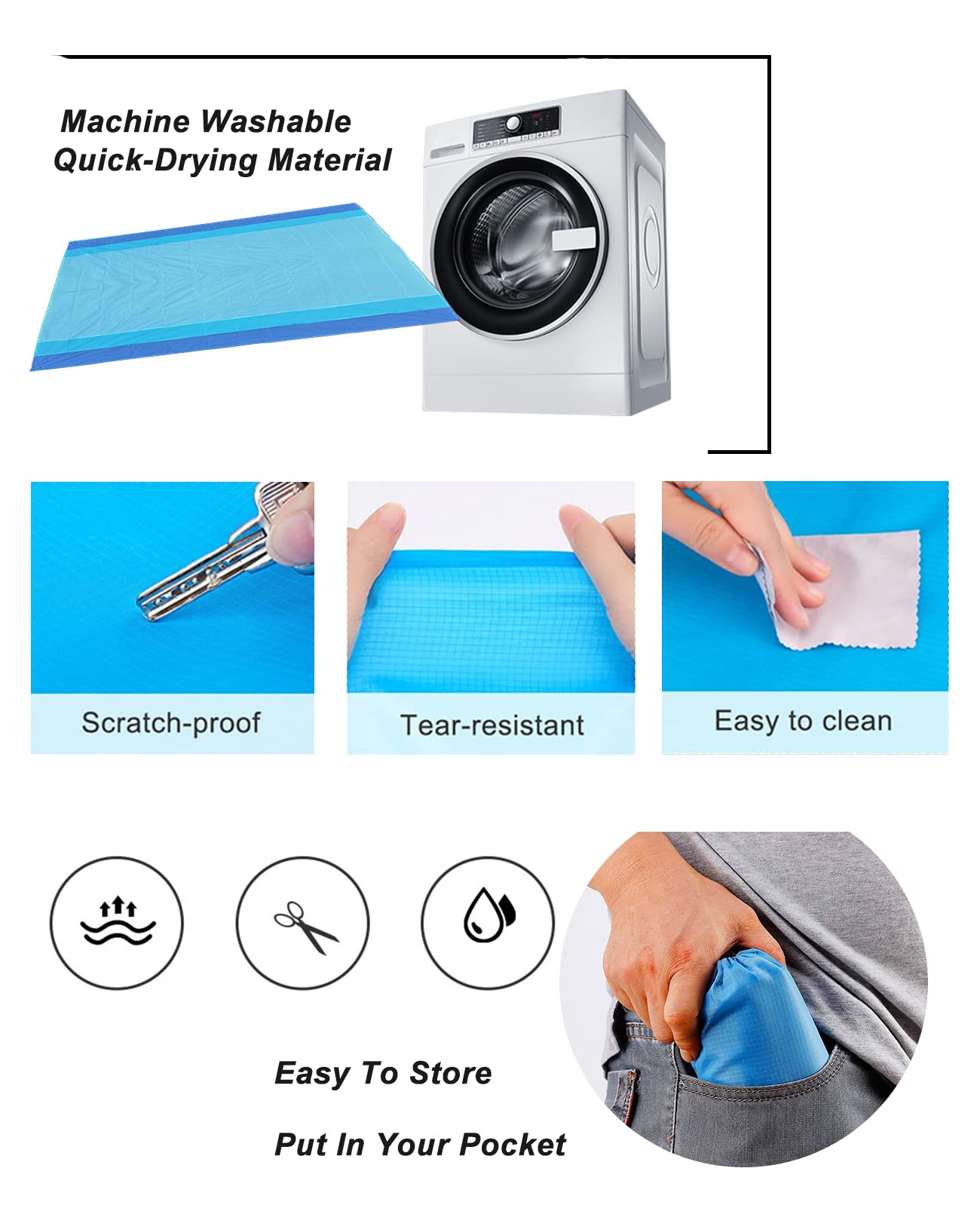 YOETTE Beach Blanket Oversized Mini Pocket Picnic Mat Sandproof Waterproof 83"×79" Extra Large Travel Lightweight Portable Packable Outdoor Camping Hiking Accessories