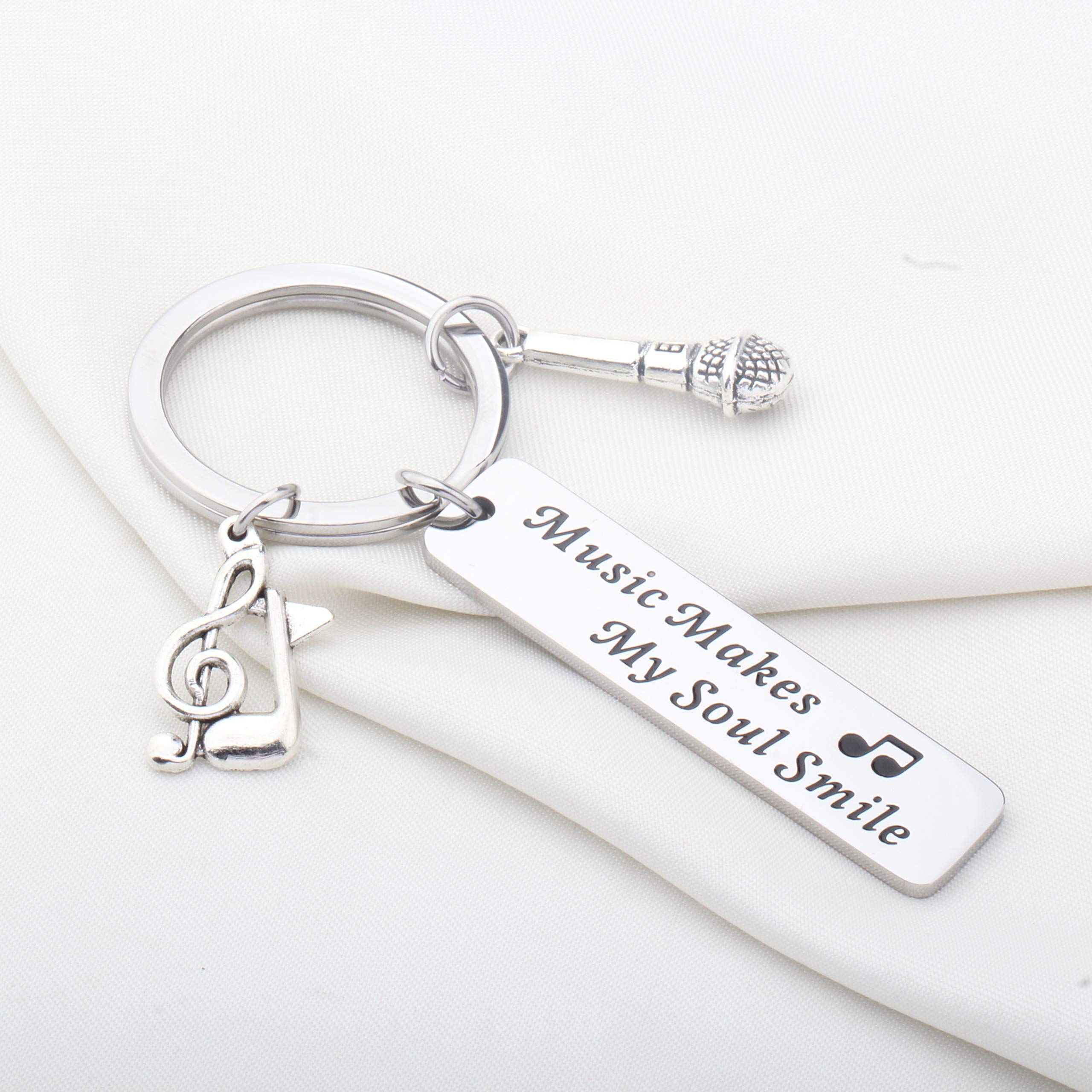 UJIMS Music Lovers Gift Singer Microphone Keychain Music Makes My Soul Smile Gift for Music Teachers Musicians (Singer Microphone Keychain)
