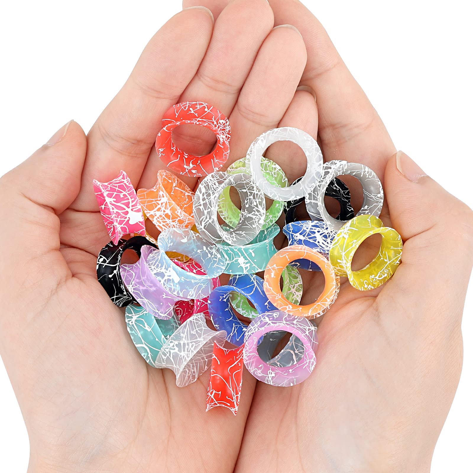 YOFANST 12 Pairs Soft Silicone Ear Gauges Colorful Ear Skin Tunnels with White Lines 00G