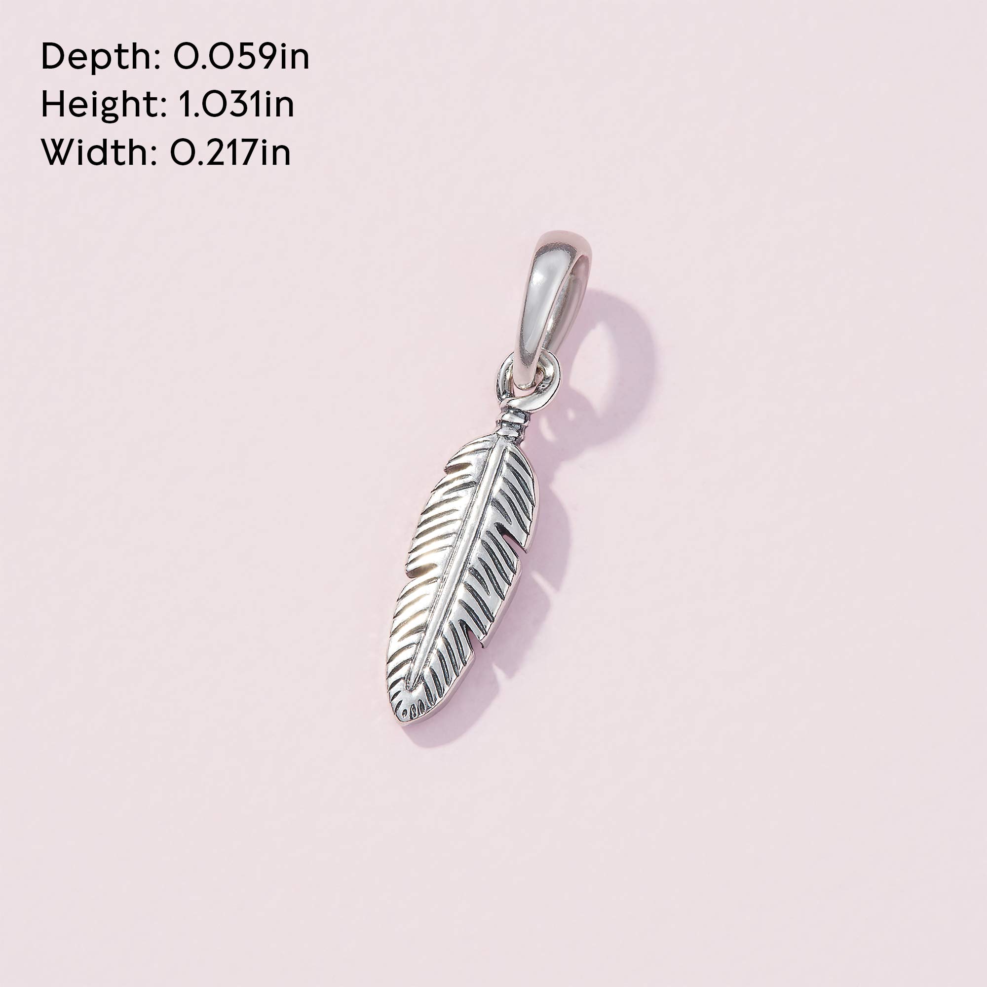 PANDORA Jewelry Spiritual Feather Sterling Silver Pendant for Necklace