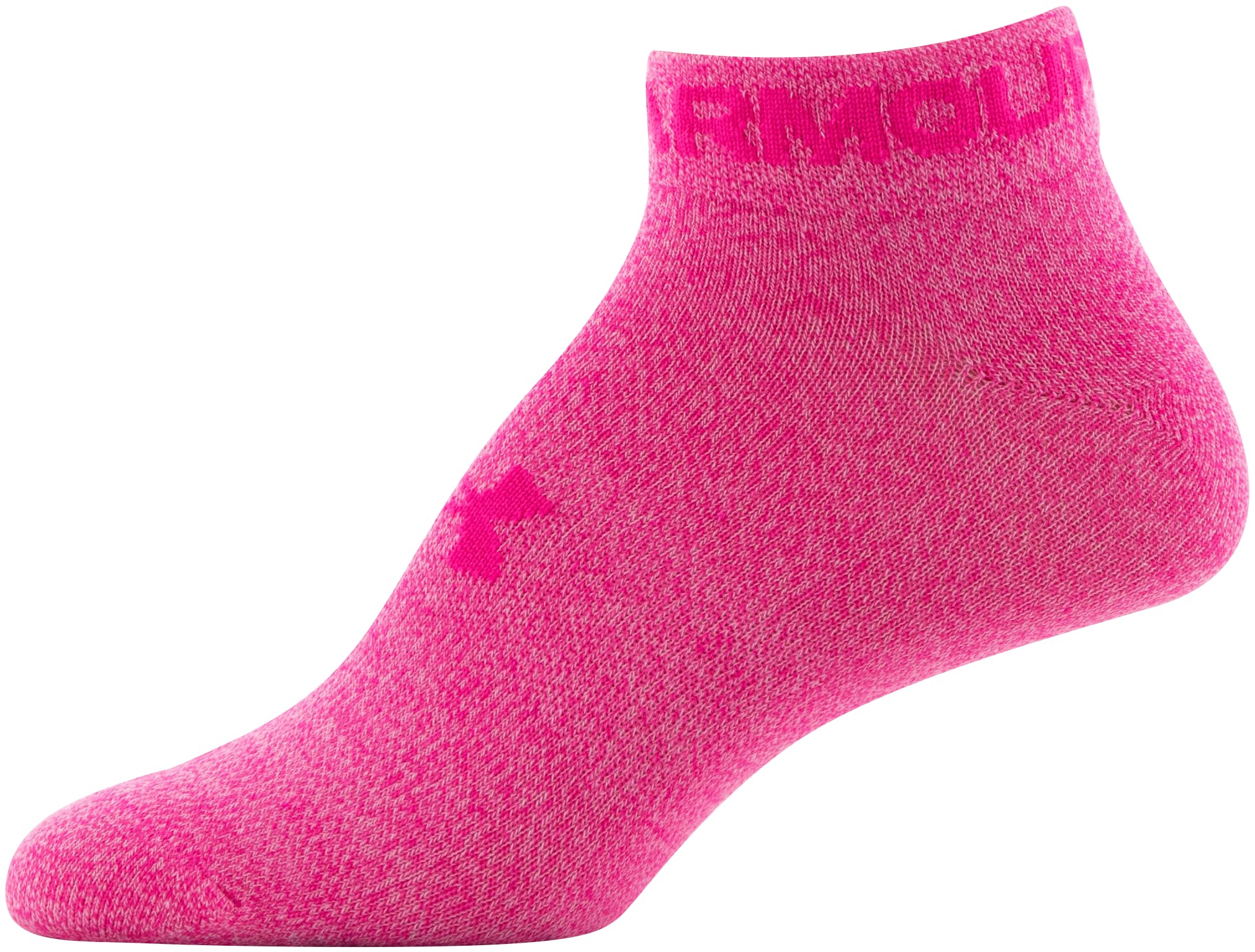 Under Armour Women's Essential Lightweight Low Cut Socks, 6-Pairs, Electro Pink/White/Electro Pink, Medium
