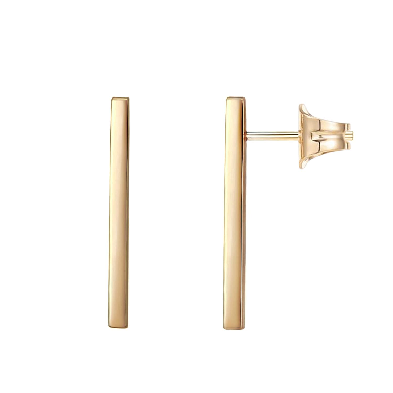 PAVOI 14K Yellow Gold Plated Sterling Silver Post Dainty Mini Bar Stud Earrings | Gold Earrings for Women | Yellow