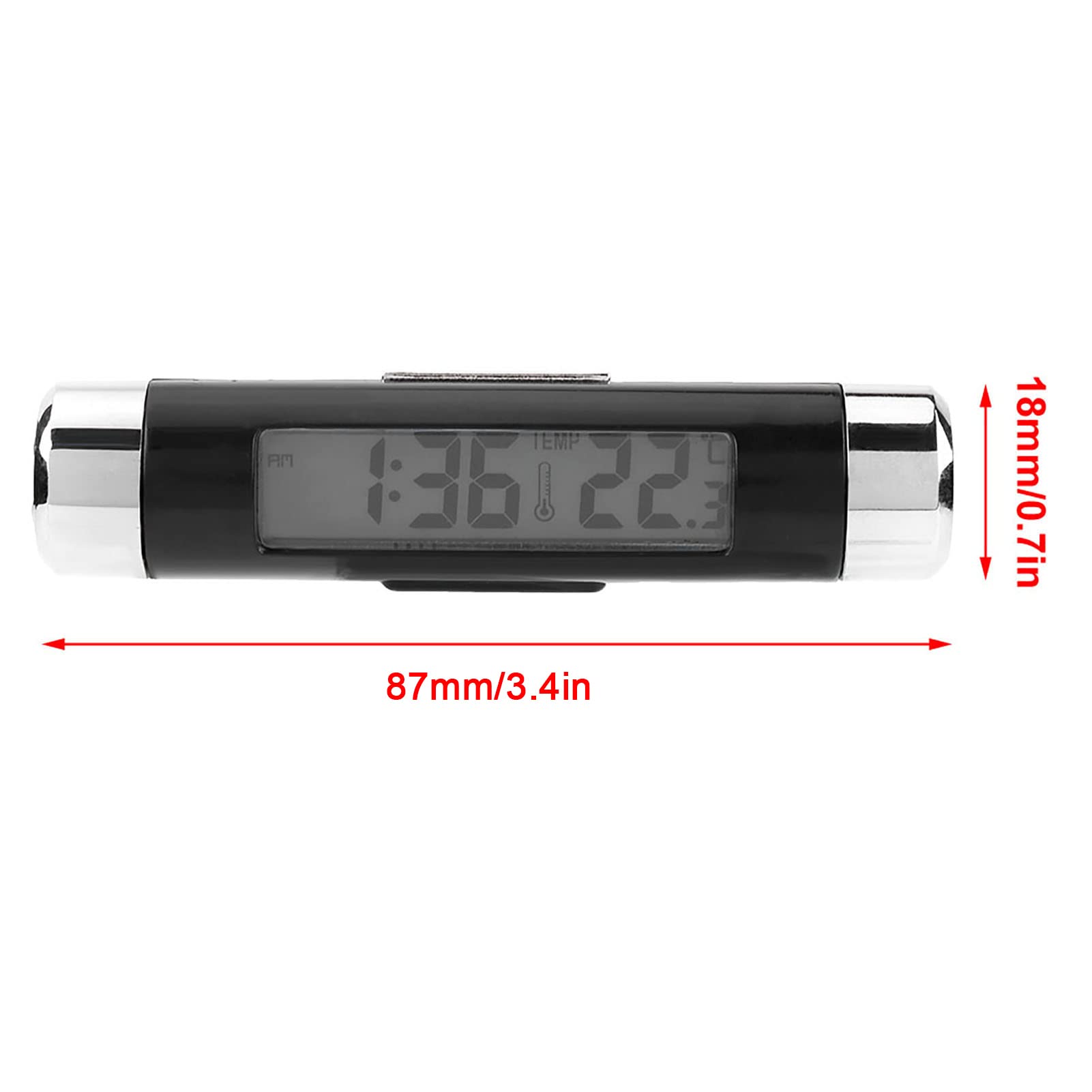 Qiilu Car Digital Clock Thermometer, Car Digital Clock with Thermometer, Portable Clock for Car Dashboard Clip-On LED Backlight Only Celsius