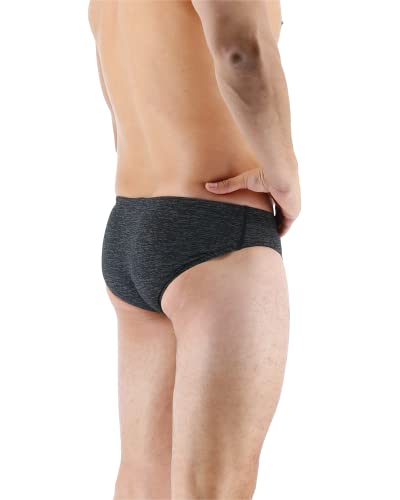 TYR Men's Standard Durafast One Racer Brief Swimsuit, Pitch Black, 32