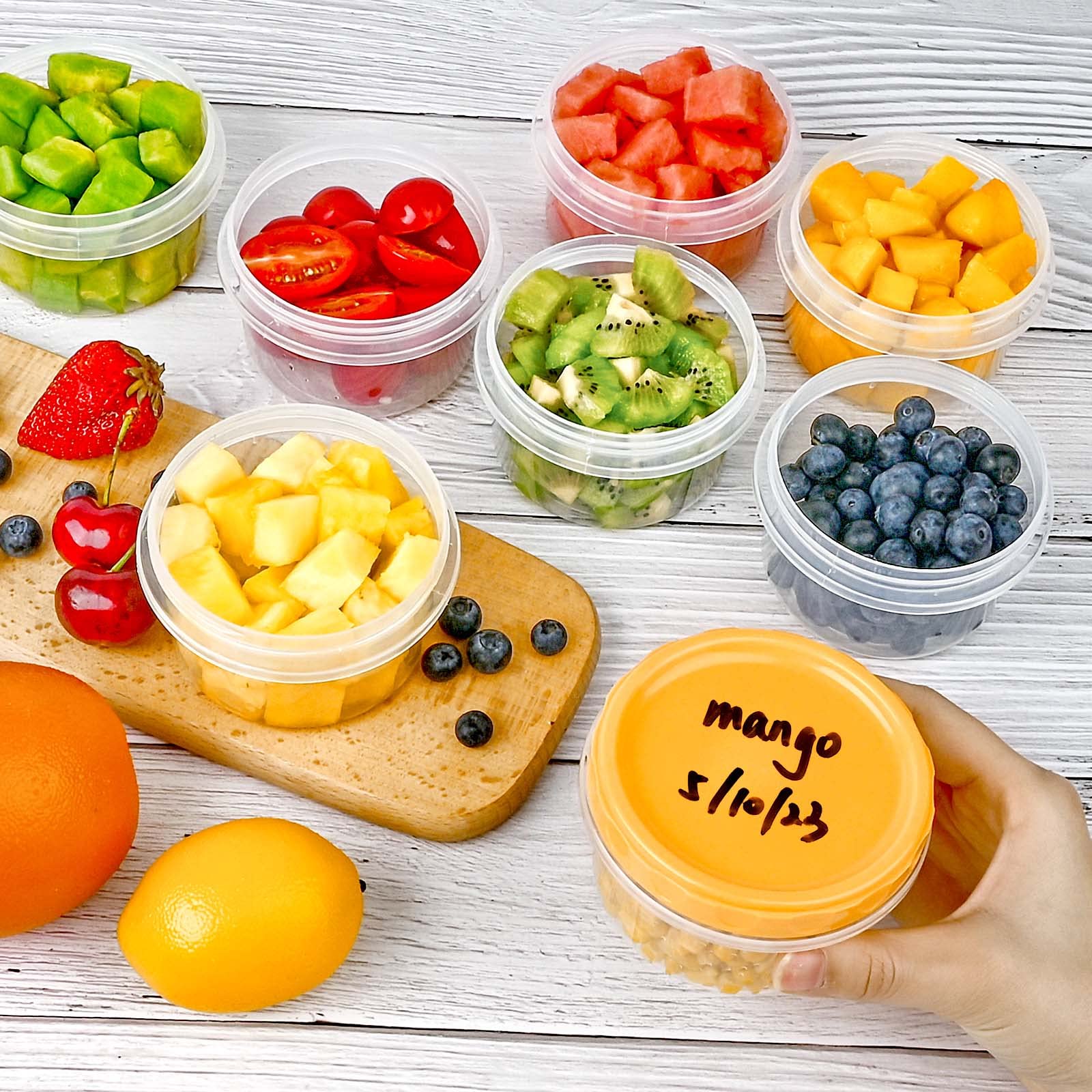 TOFLEN Reusable Small Freezer Containers 8 Oz Plastic Food Storage Containers with Screw On Lids, Leakproof & Airtight, Freezer Safe, Dishwasher Safe, Set of 12 Multicolor