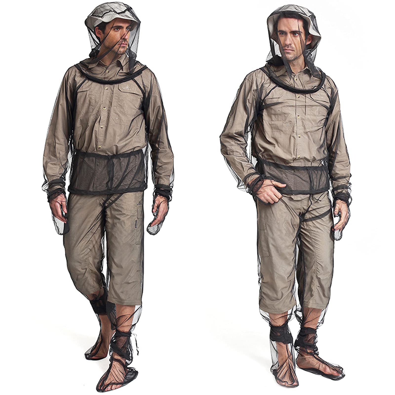 Sofiey 4 Pieces Mosquito Net Suit– Jacket Hood & Pants& Mitts & Socks Sets Light-Weight& Breathable Mesh Clothing for Men & Women, Ideal for Fishing, Hiking, Camping, Farming and Gardening (L/XL)