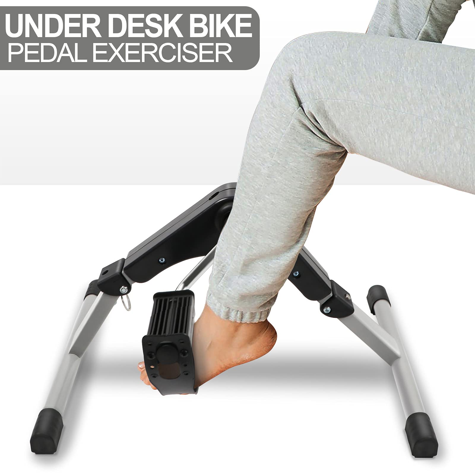 Under Desk Bike Pedal Exerciser with LCD Fully Assembled Exercise Peddler, Comfortable Pedal Strap